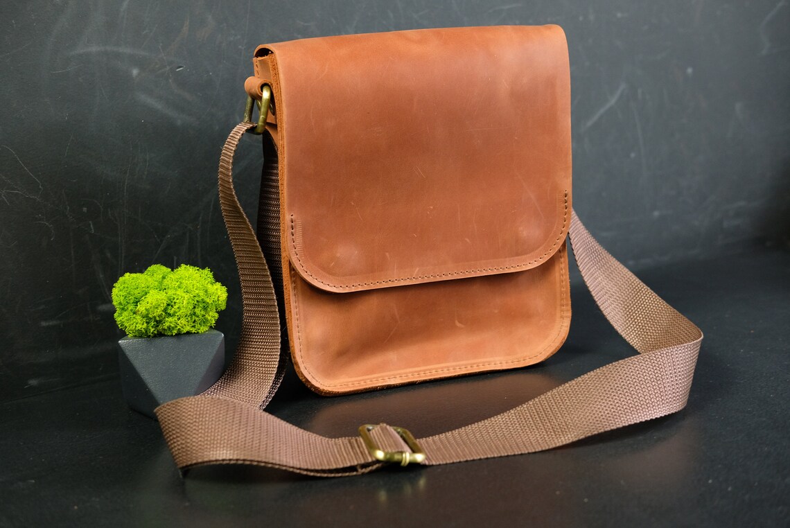 Mens Compact Shoulder Bag Small Leather Bag for Men Leather | Etsy