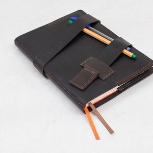 Leather Journal Cover With Long Strap, A5 Notebook Cover ...