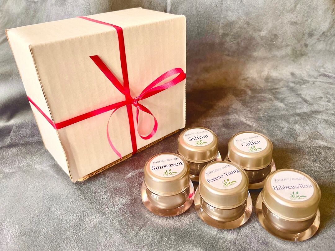 Gift Set of 5 Pack Herbal, All Natural Facial Creams, Fancy Jars 1/2oz ...