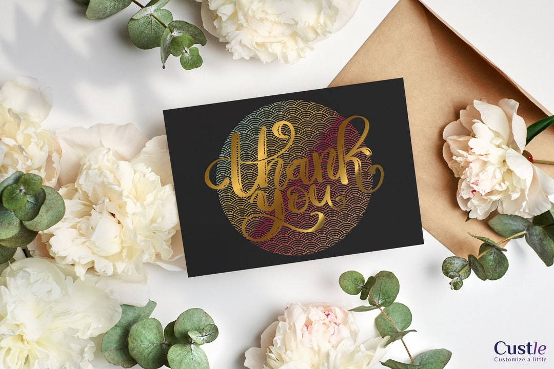 Original Thankful Cards With 2 Colors of Foil А7 Fine Art - Etsy