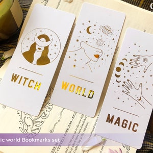 Magic Bookmarks Set. Black/white Thick Paper, Gold Raised Foil ...