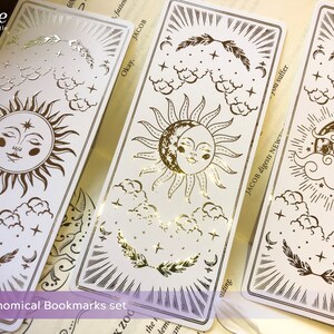 Magic Bookmarks Set. Black/white Thick Paper, Gold Raised Foil ...
