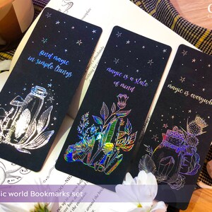 Magic Bookmarks Set. Black/white Thick Paper, Gold Raised Foil ...