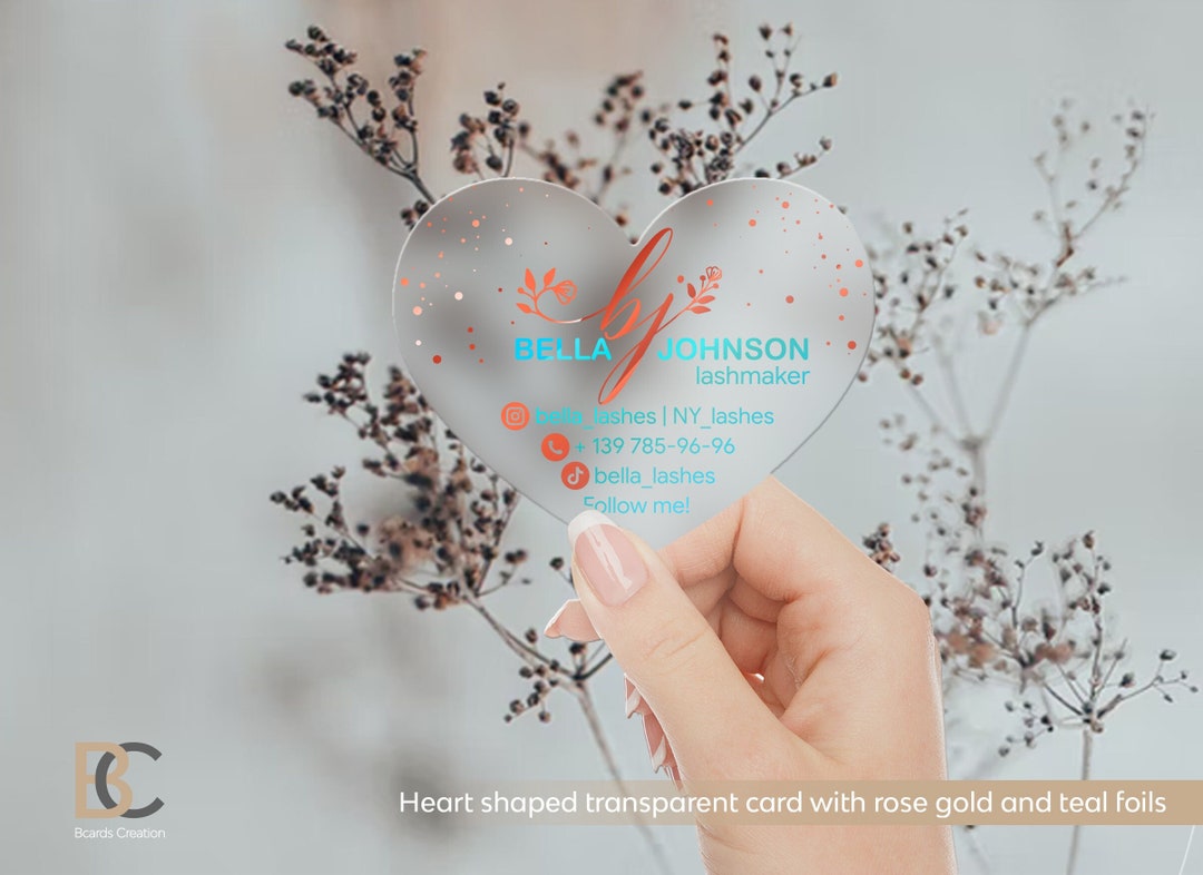 Heart Shaped Business Cards. Frosted Matte Palstic, Acrylic Holographic ...
