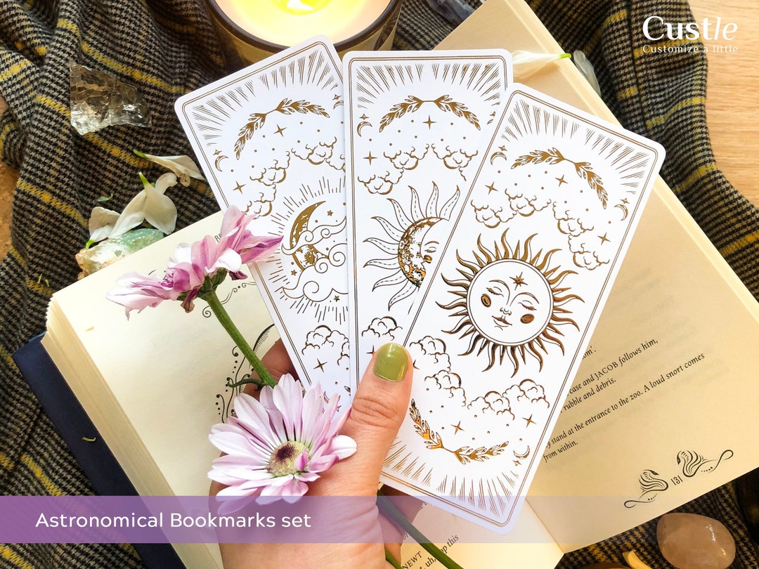 Magic Bookmarks Set. Black/white Thick Paper, Gold Raised Foil ...