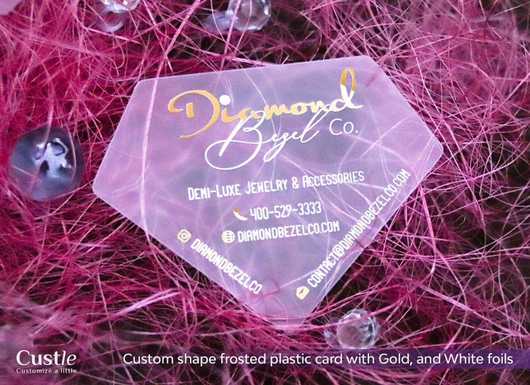 Diamond Shape Frosted Plastic Business Cards. Custom Bottle, Round ...