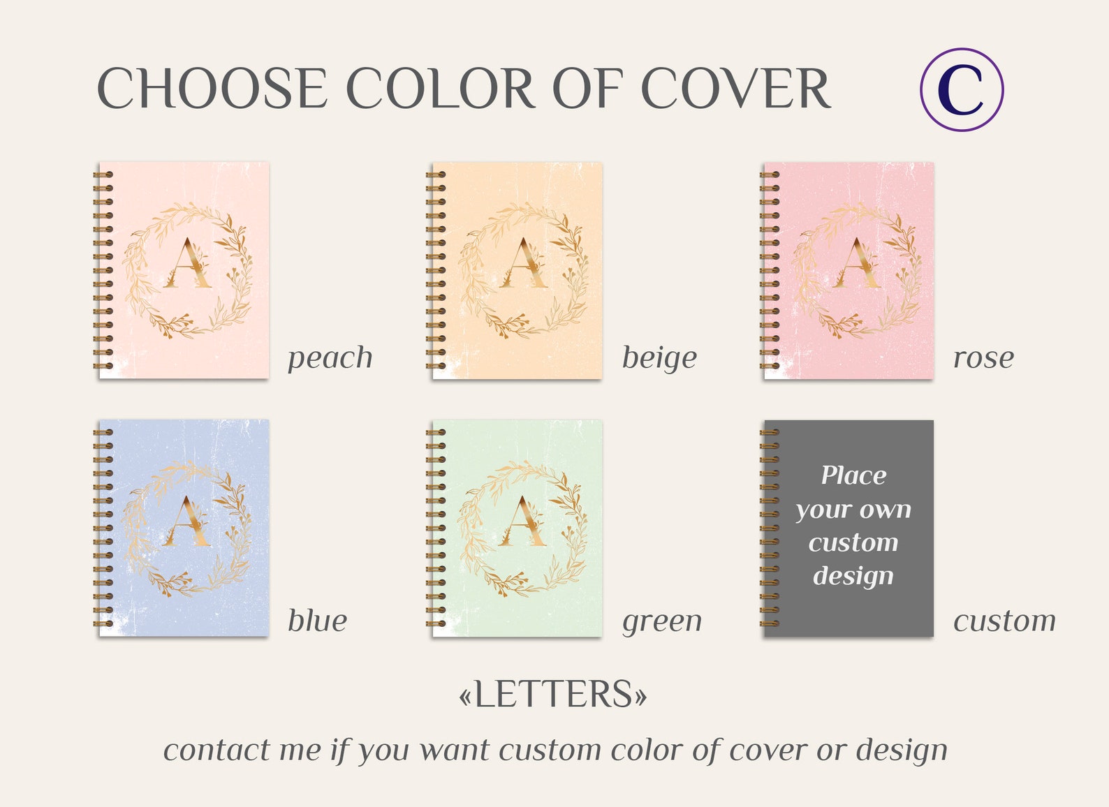 Personalized Spiral Notebook Monogram Real Gold Journal - Etsy