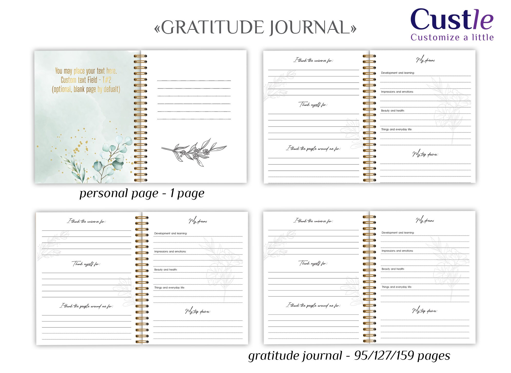 Gratitude Journal Custom Notebook Personalized Gift - Etsy