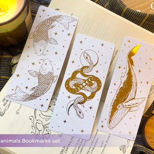 Magic Bookmarks Set. Black/white Thick Paper, Gold Raised Foil ...