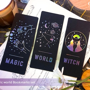 Magic Bookmarks Set. Black/white Thick Paper, Gold Raised Foil ...