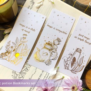 Magic Bookmarks Set. Black/white Thick Paper, Gold Raised Foil ...