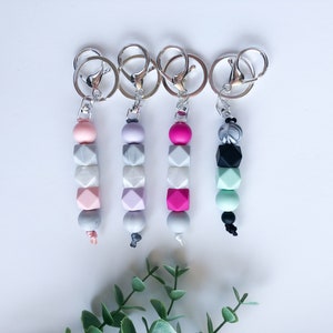 Silicone Bead Keychain Beaded Keychain With Clip Silver - Etsy