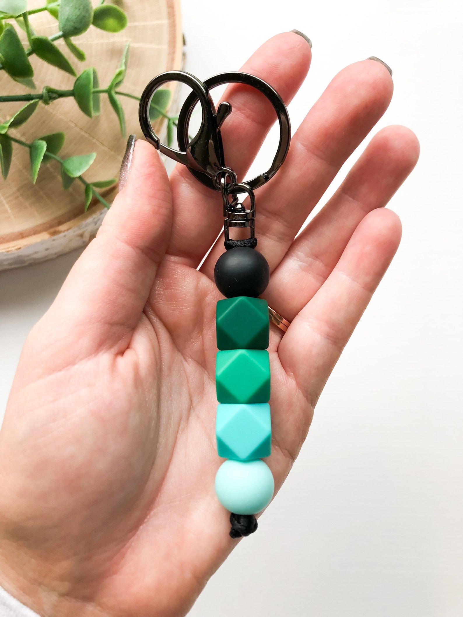 Ombré Gradient Silicone Bead Keychain Beaded Keychain With - Etsy