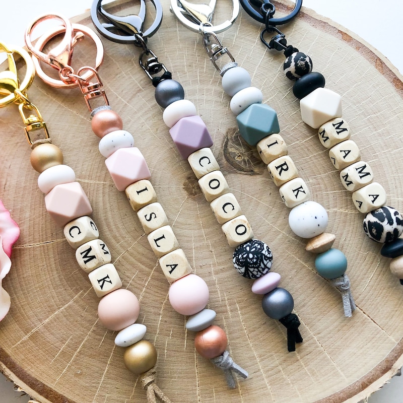 Wood Bead Keychain - Etsy