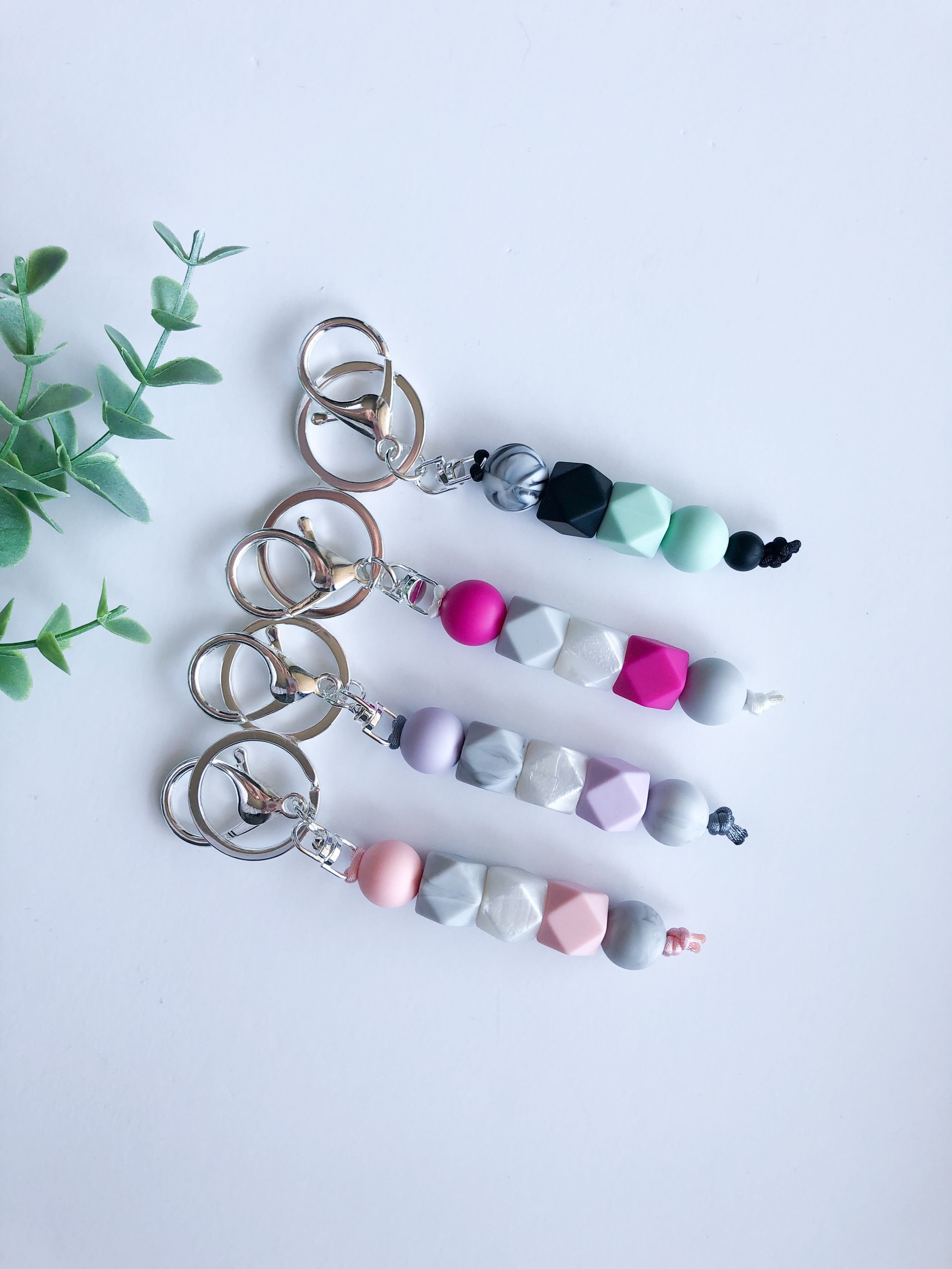 Silicone Bead Keychain Beaded Keychain With Clip Silver - Etsy UK