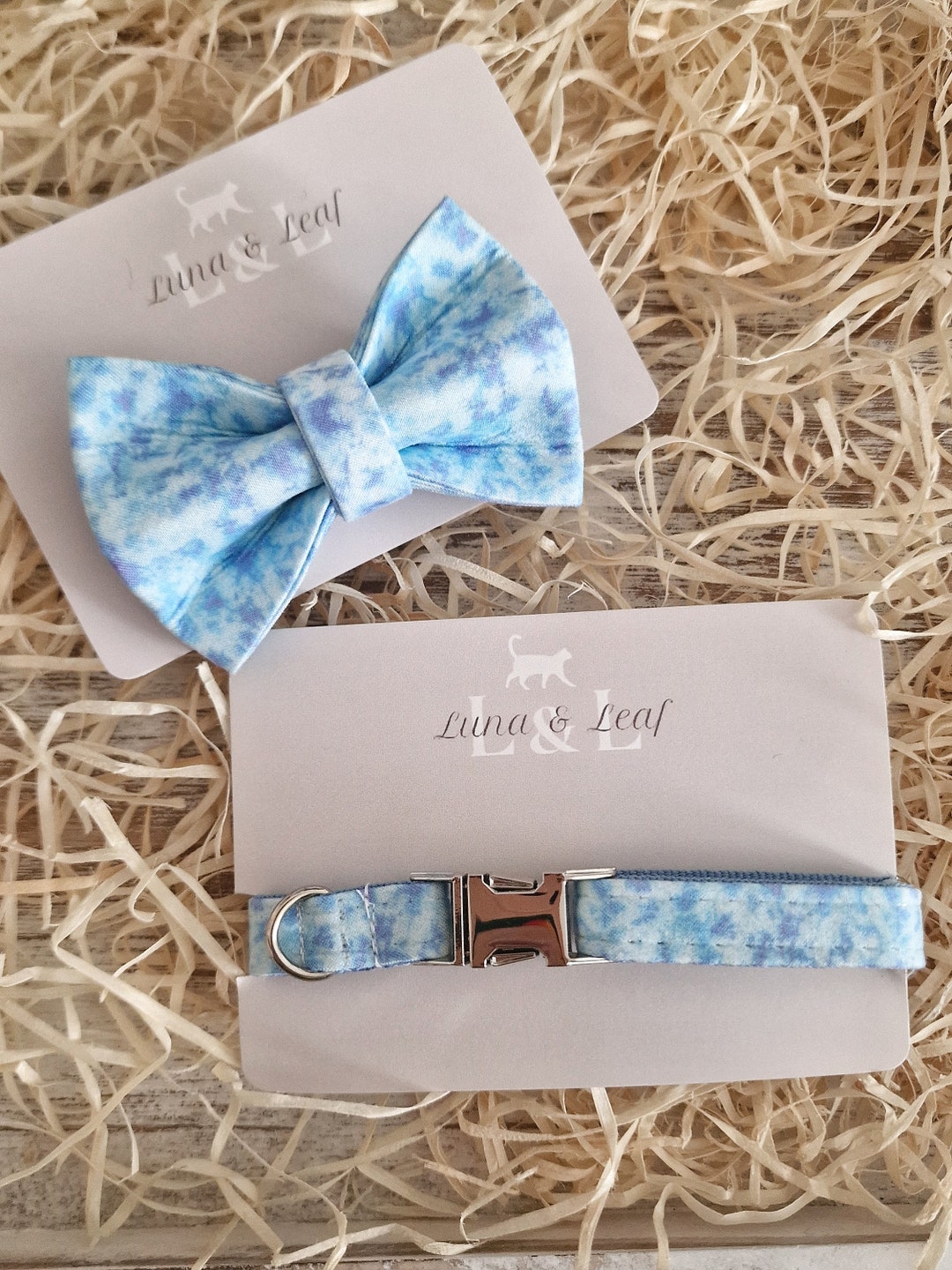 Blue Cat Collar Gold Hardware Bow Tie Cat Collar Boy Cat - Etsy