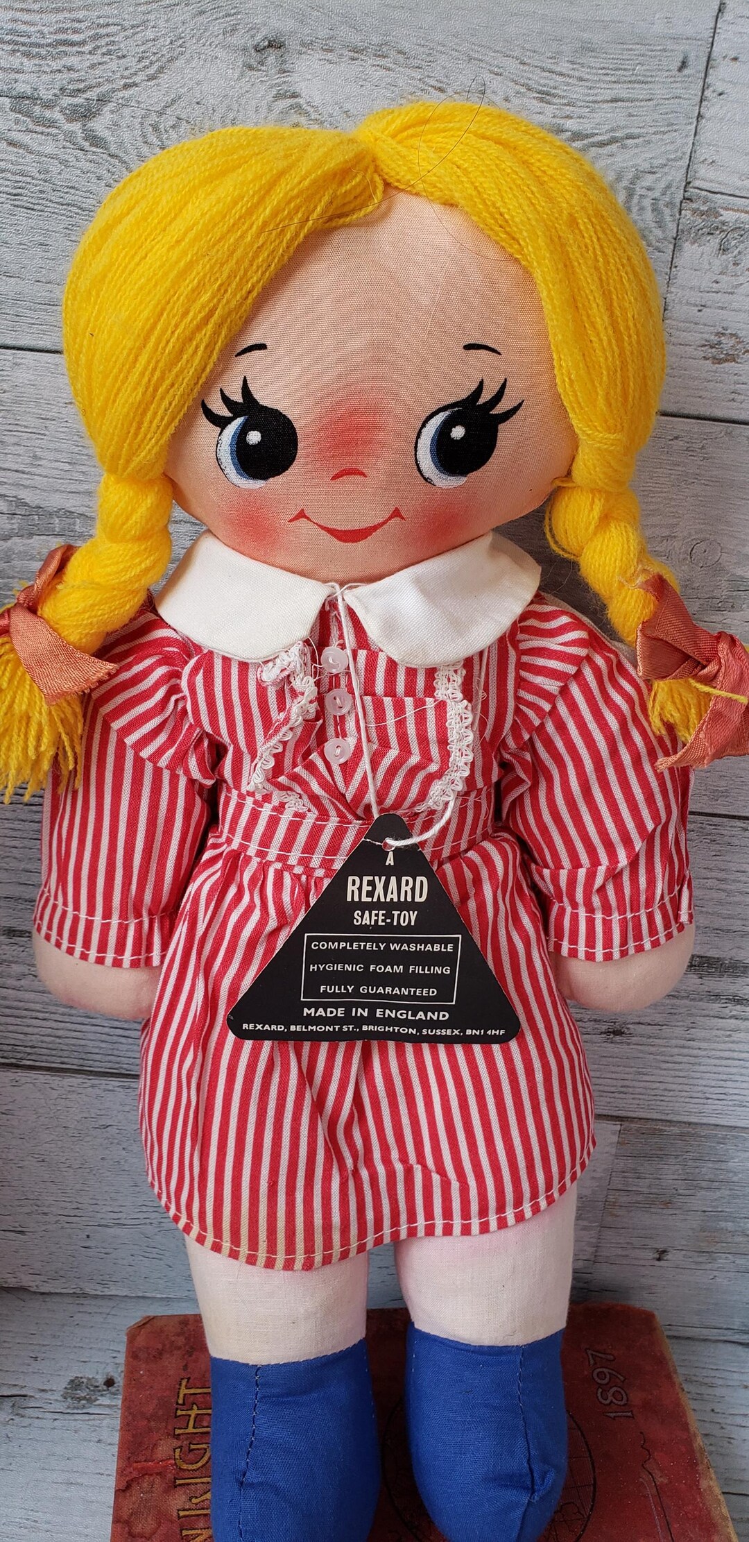 Rare , Vintage Rexard Cloth Rag Doll ( Similar to Knickerbocker Kuddles ...
