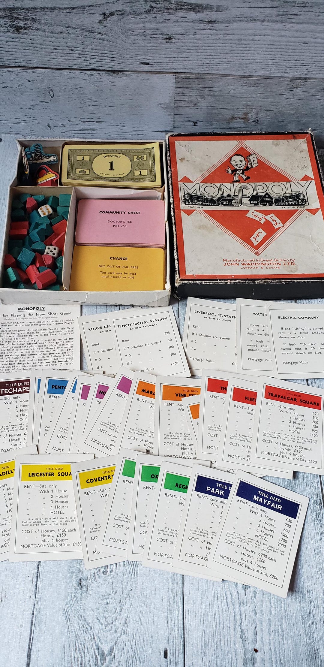 Rare Vintage War Time Monopoly Set Pieces ( No Board) - Etsy