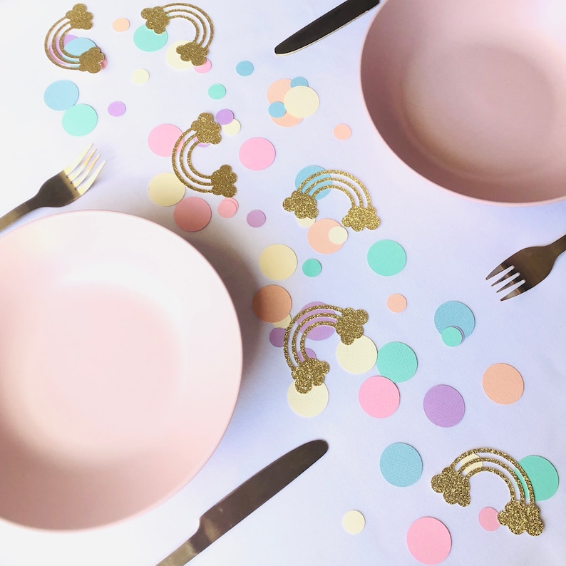 Pastel Rainbow Confetti Pastel Party Decorations Unicorn - Etsy