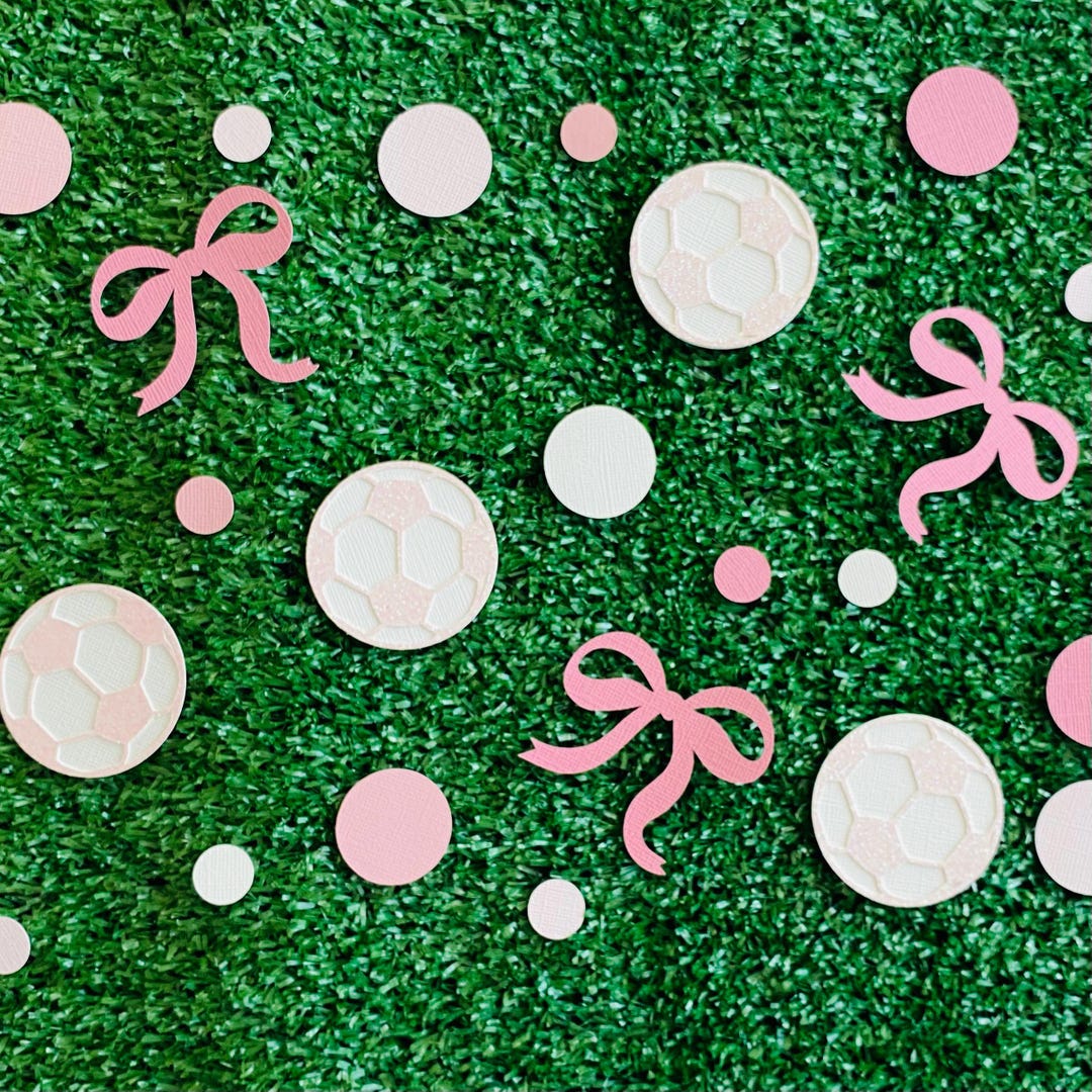 Pink Soccer Ball & Bow Confetti, Sports Party Decor, Soccer Fan ...