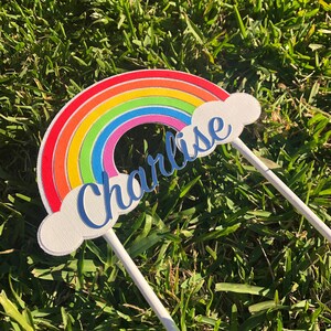 Rainbow Cake Topper, Cake Topper, Personalised Custom Name, Rainbow ...
