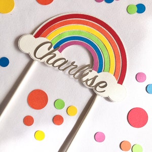 Rainbow Cake Topper, Cake Topper, Personalised Custom Name, Rainbow ...
