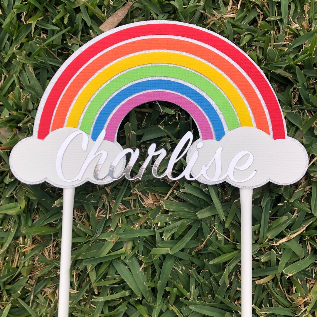 Rainbow Cake Topper, Cake Topper, Personalised Custom Name, Rainbow ...