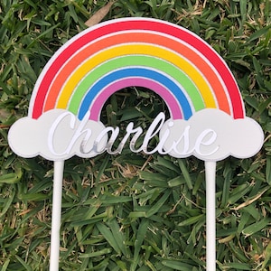 Rainbow Cake Topper, Cake Topper, Personalised Custom Name, Rainbow ...