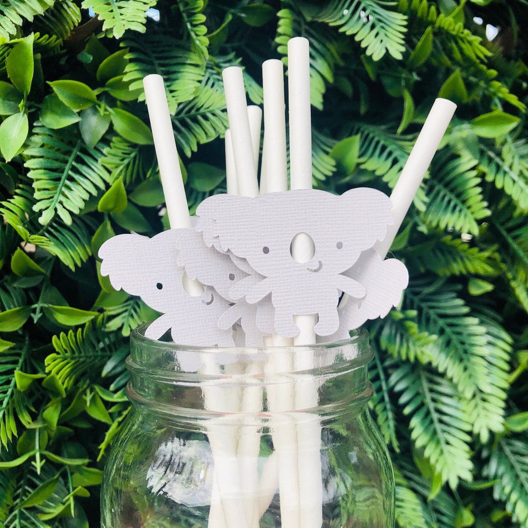 Koala Paper Straws, Decorated Straws, Koala Party Theme, Baby Shower ...