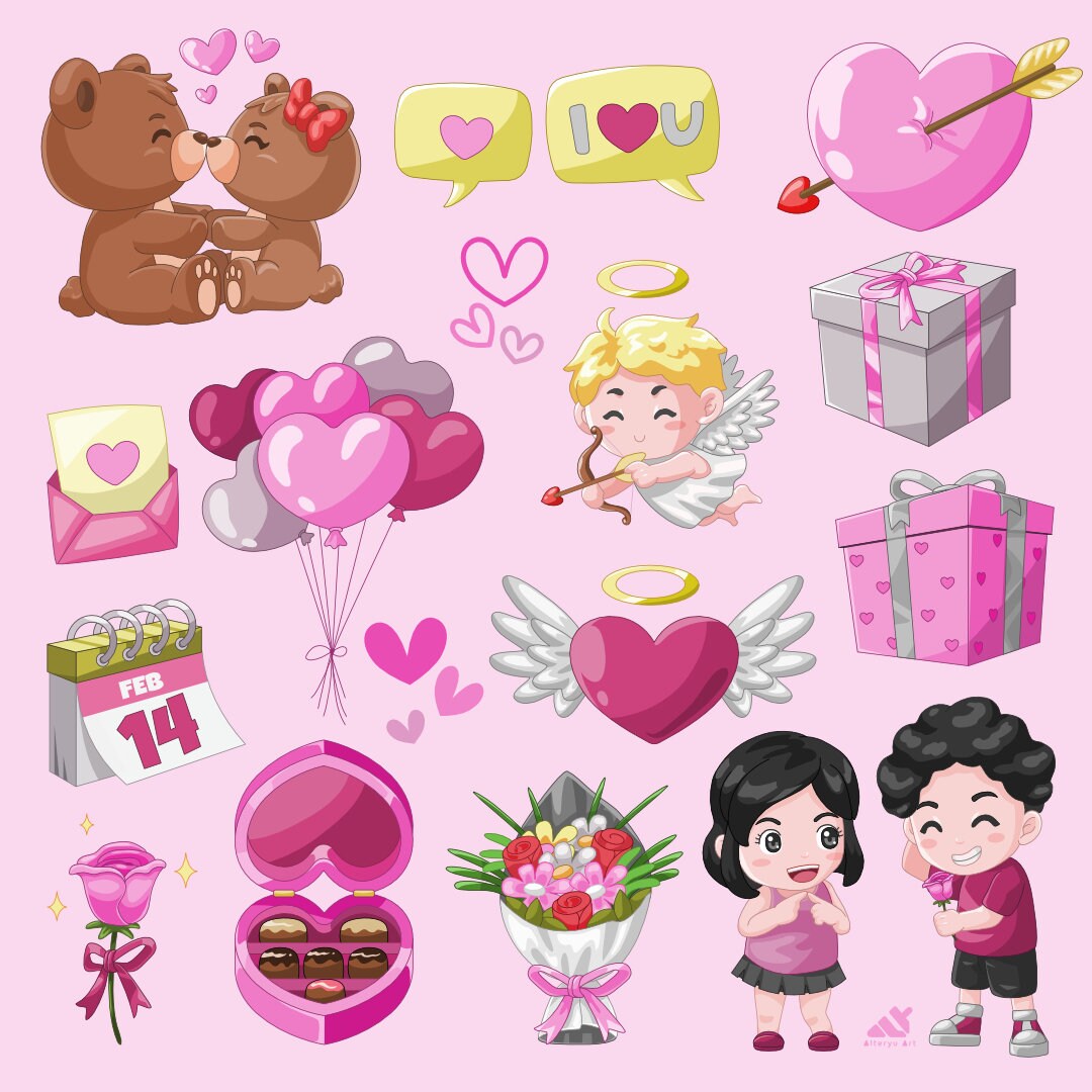 Cute Valentine Clipart - Etsy