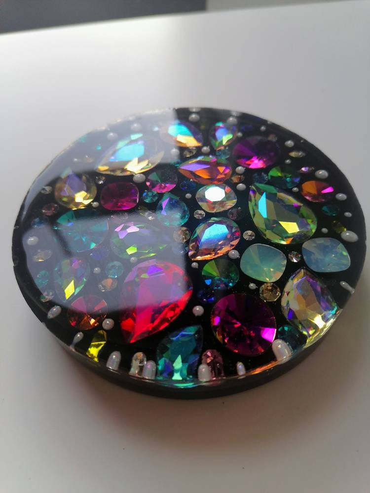 Rhinestone Resin Coaster Bling Home Decor Custom Birthday | Etsy