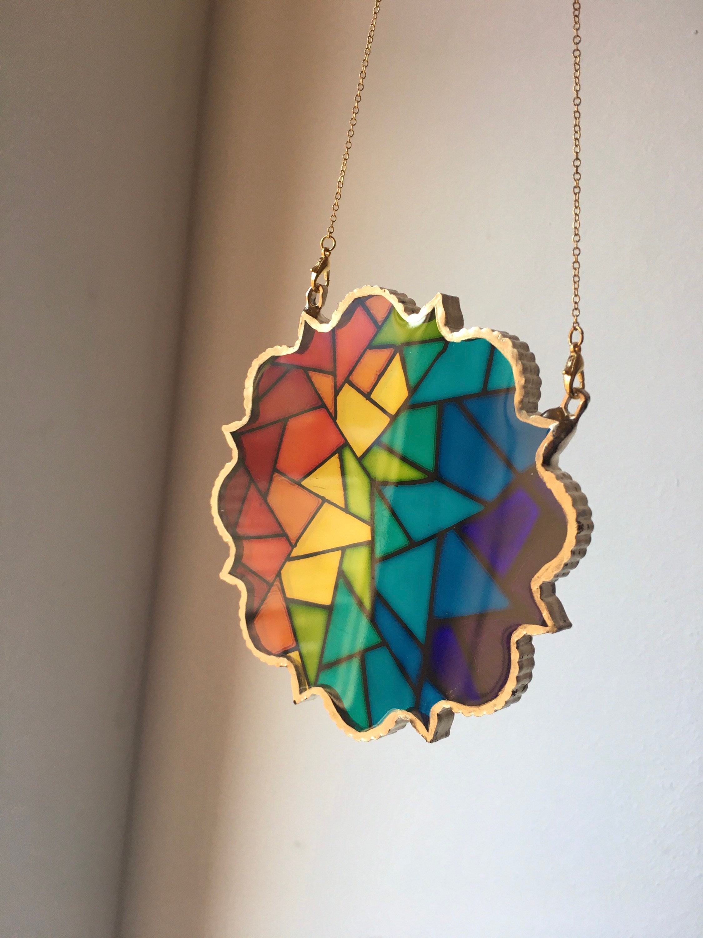 Faux Stained Glass Resin Art Multicoloured Stained Glass - Etsy