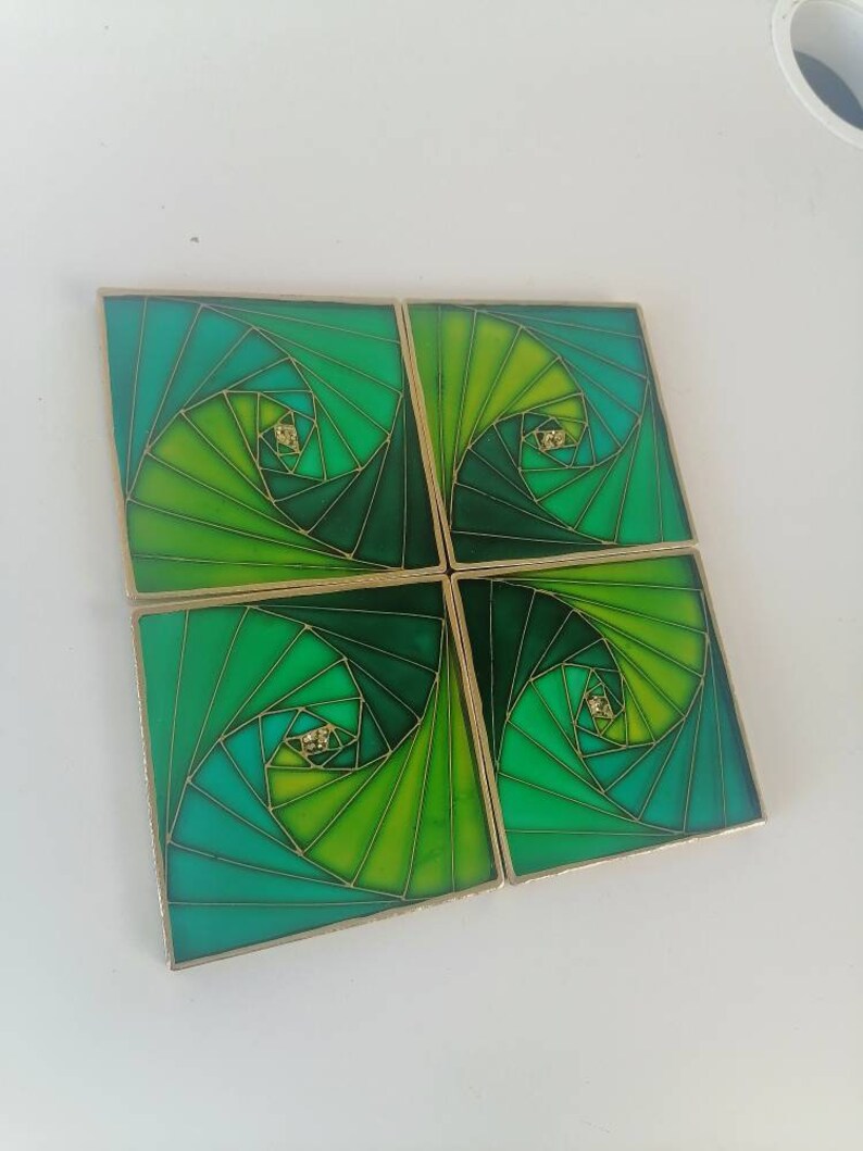 Green Zentangle Coaster Set With Holder Custom Gift Coaster - Etsy UK