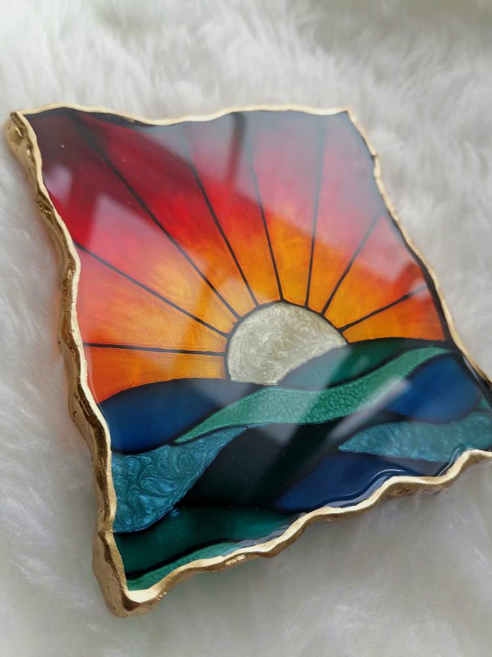 Sunset Stained Glass Square Resin Coaster - Etsy UK