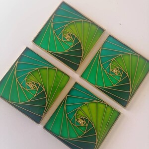 Green Zentangle Coaster Set With Holder, Custom Gift, Coaster Set of 4 ...