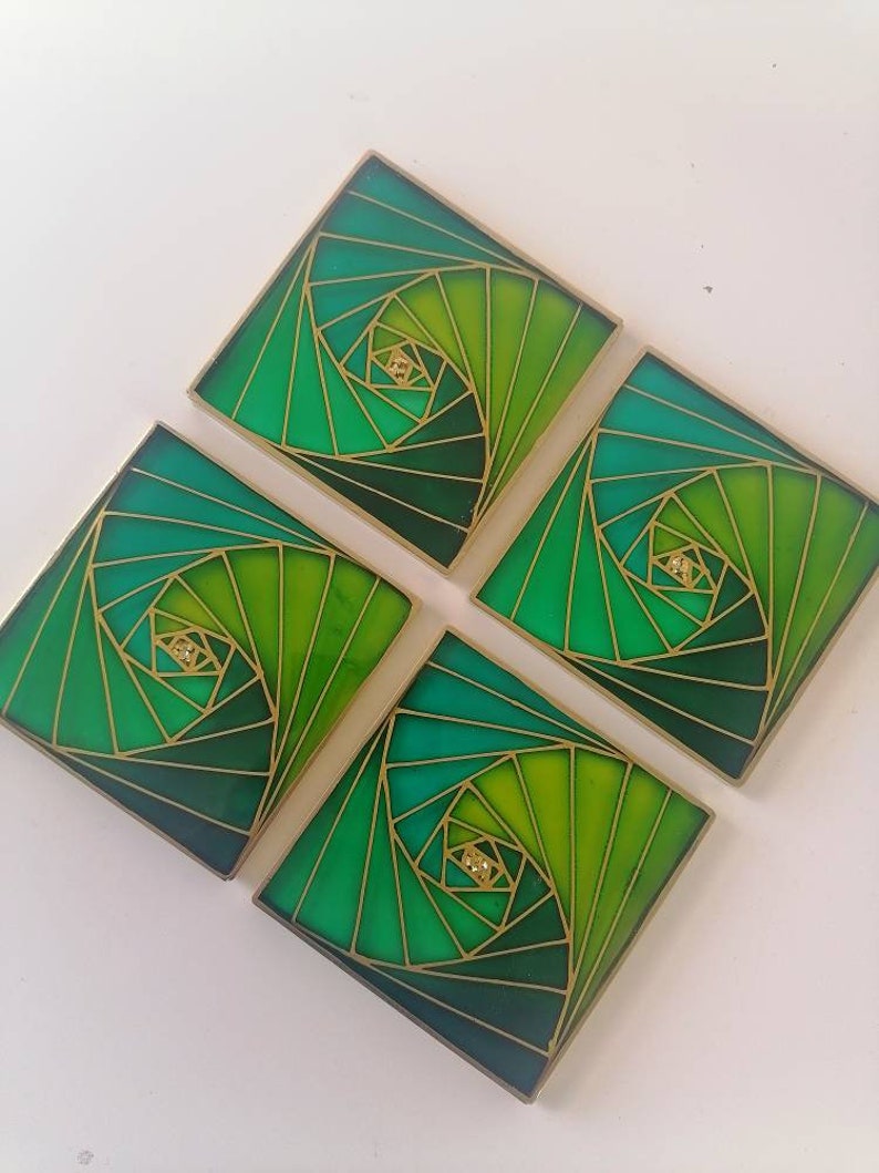 Green Zentangle Coaster Set With Holder Custom Gift Coaster - Etsy UK