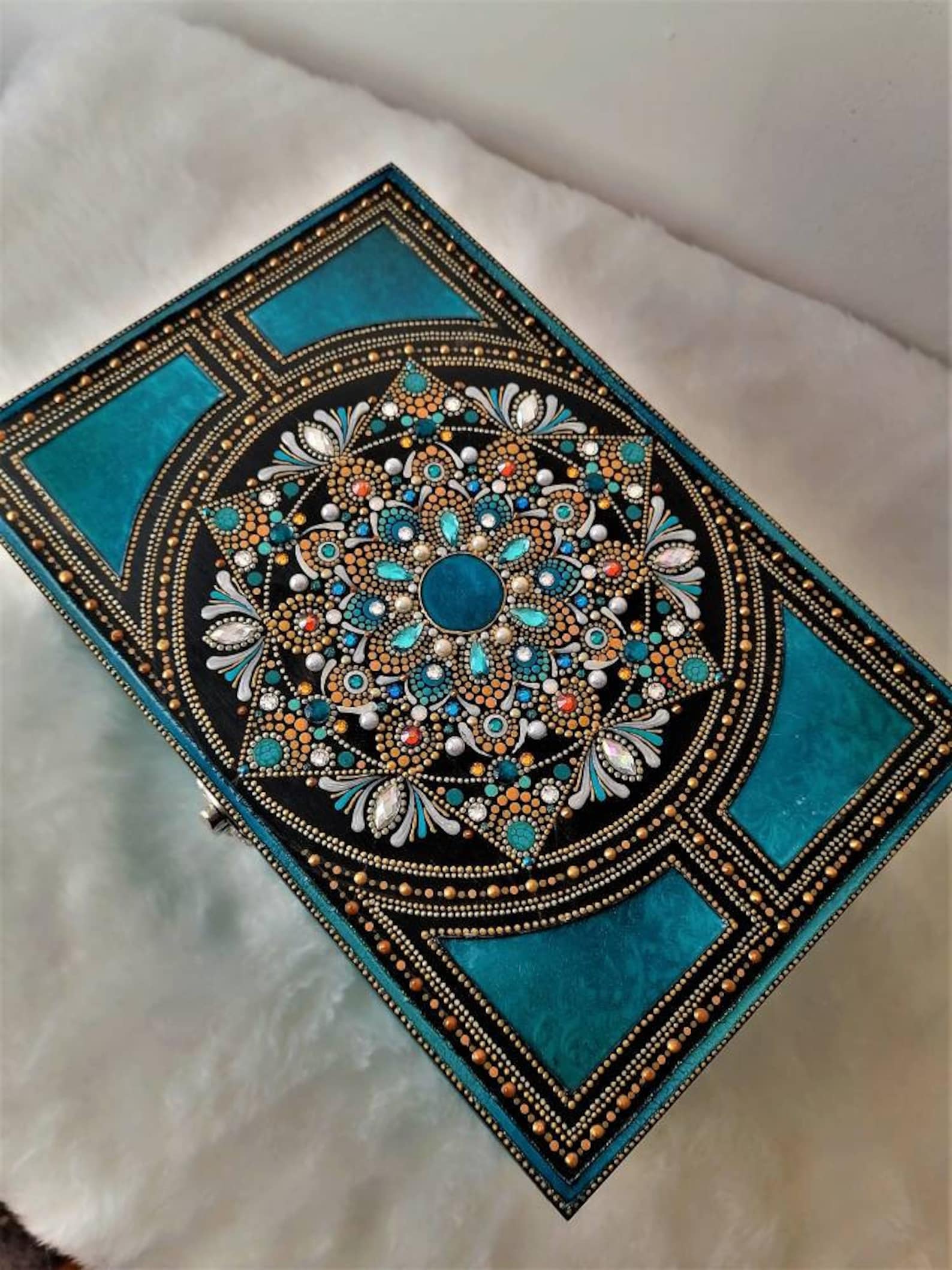 Custom Dot Mandala Wooden Box: Bling Jewelry Storage - Etsy