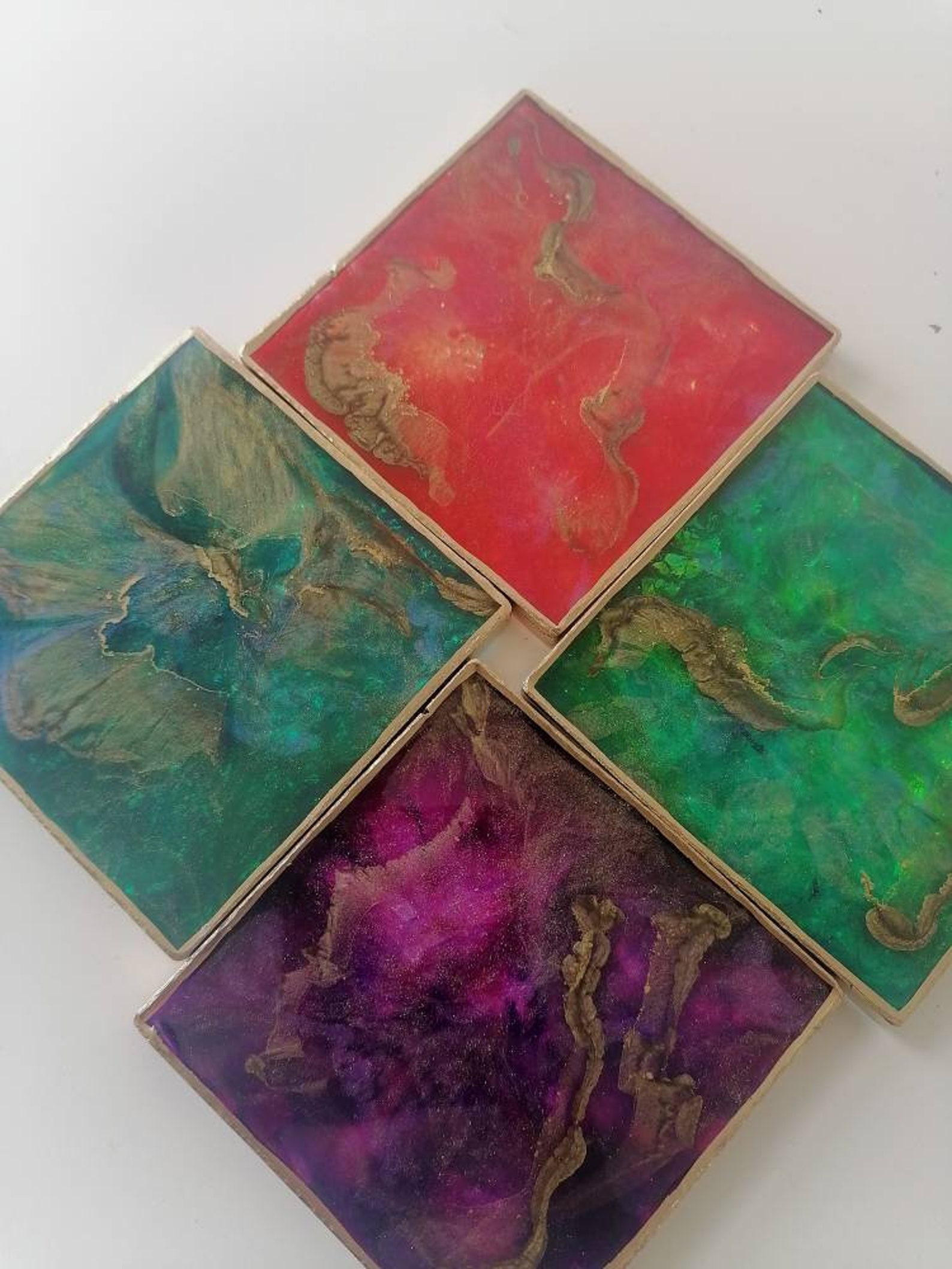 Colourful Opalescent Resin Square Coasters | Nail Art Palette ...