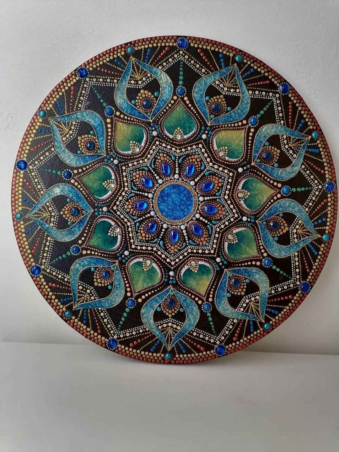Cobalt Blue Dot Mandala Canvas Painting 40cm Gifts for Her - Etsy