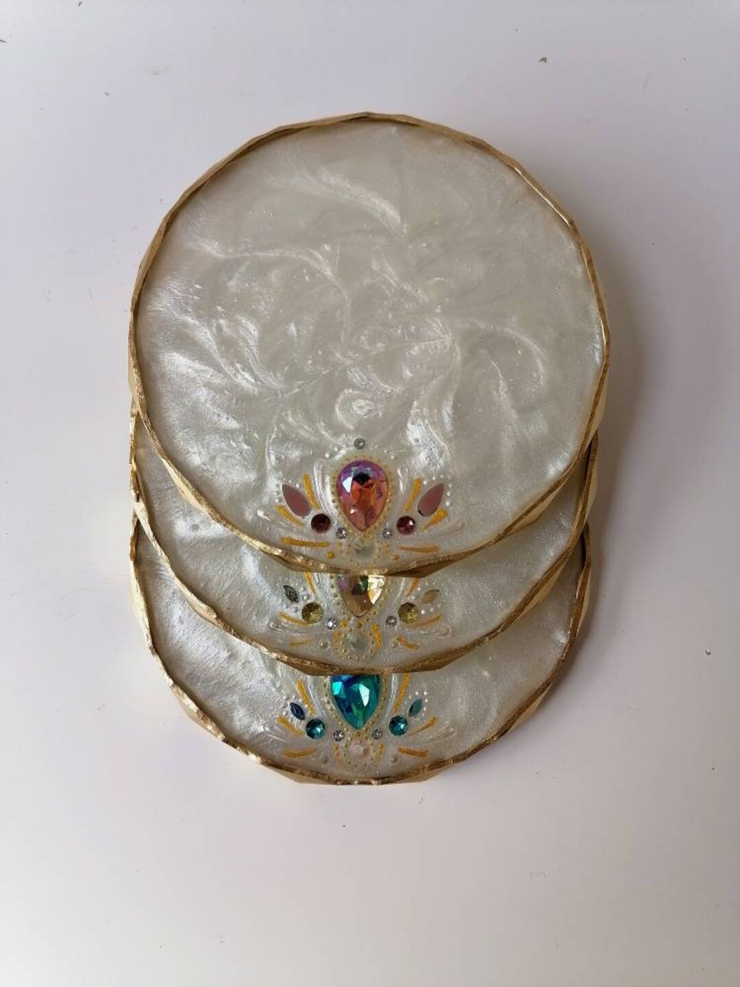 Rhombus Geometric Resin Coaster, Housewarming Gift, Nail Palette ...