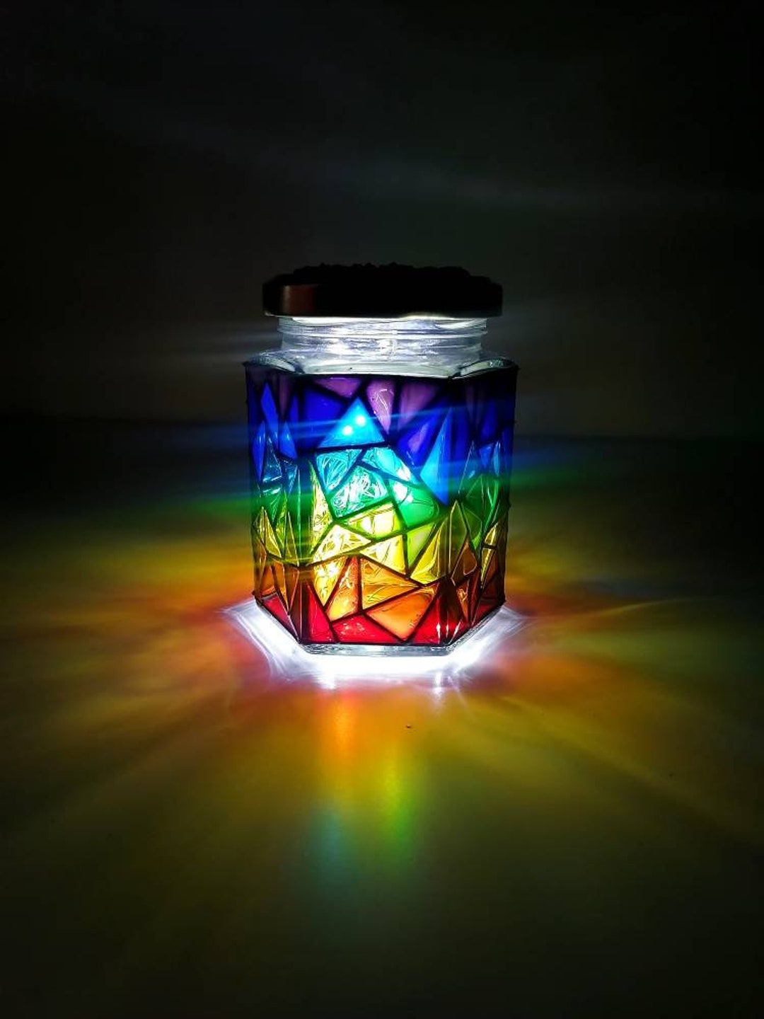 Multicoloured Stained Glass Jar, Custom Home Decoration, Teacher Gifts ...