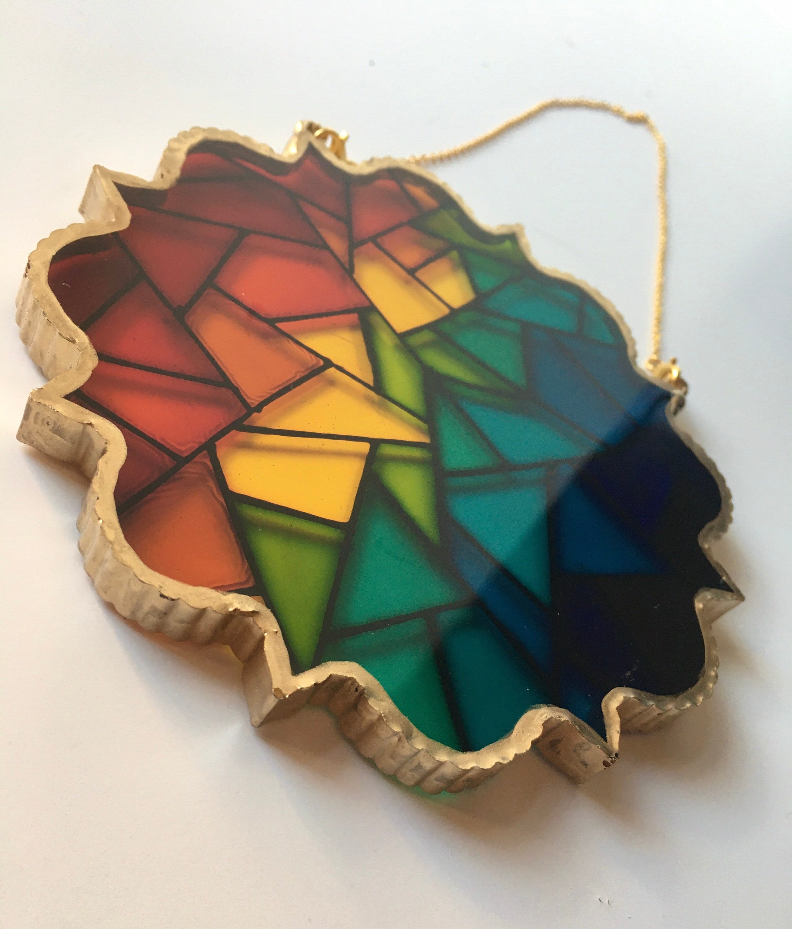 Faux Stained Glass Resin Art Multicoloured Stained Glass - Etsy