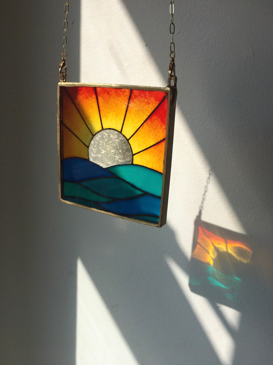 Resin Sunset Suncatcher: Faux Stained Glass Wall Hanging - Etsy