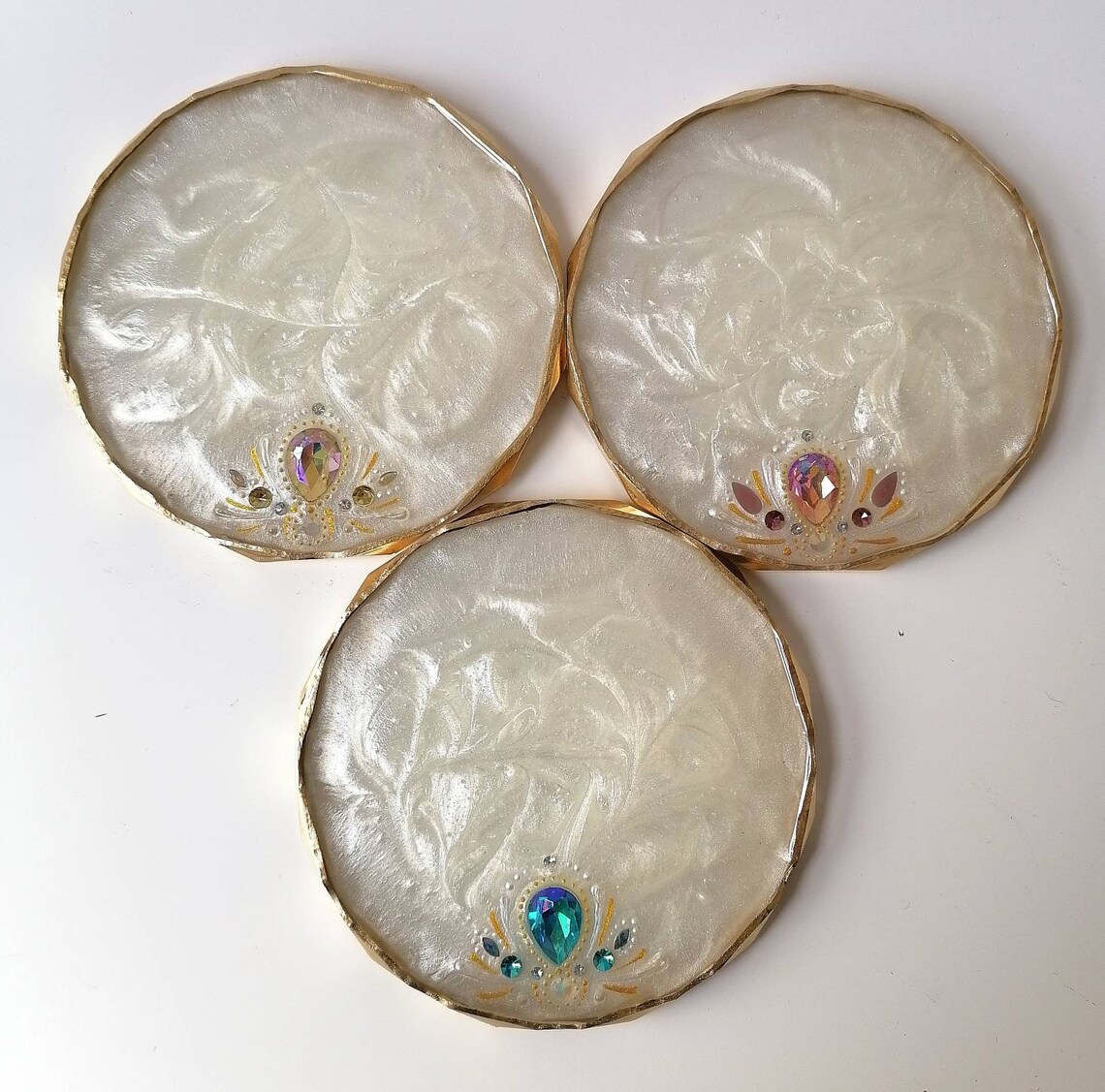 Rhombus Geometric Resin Coaster, Housewarming Gift, Nail Palette ...