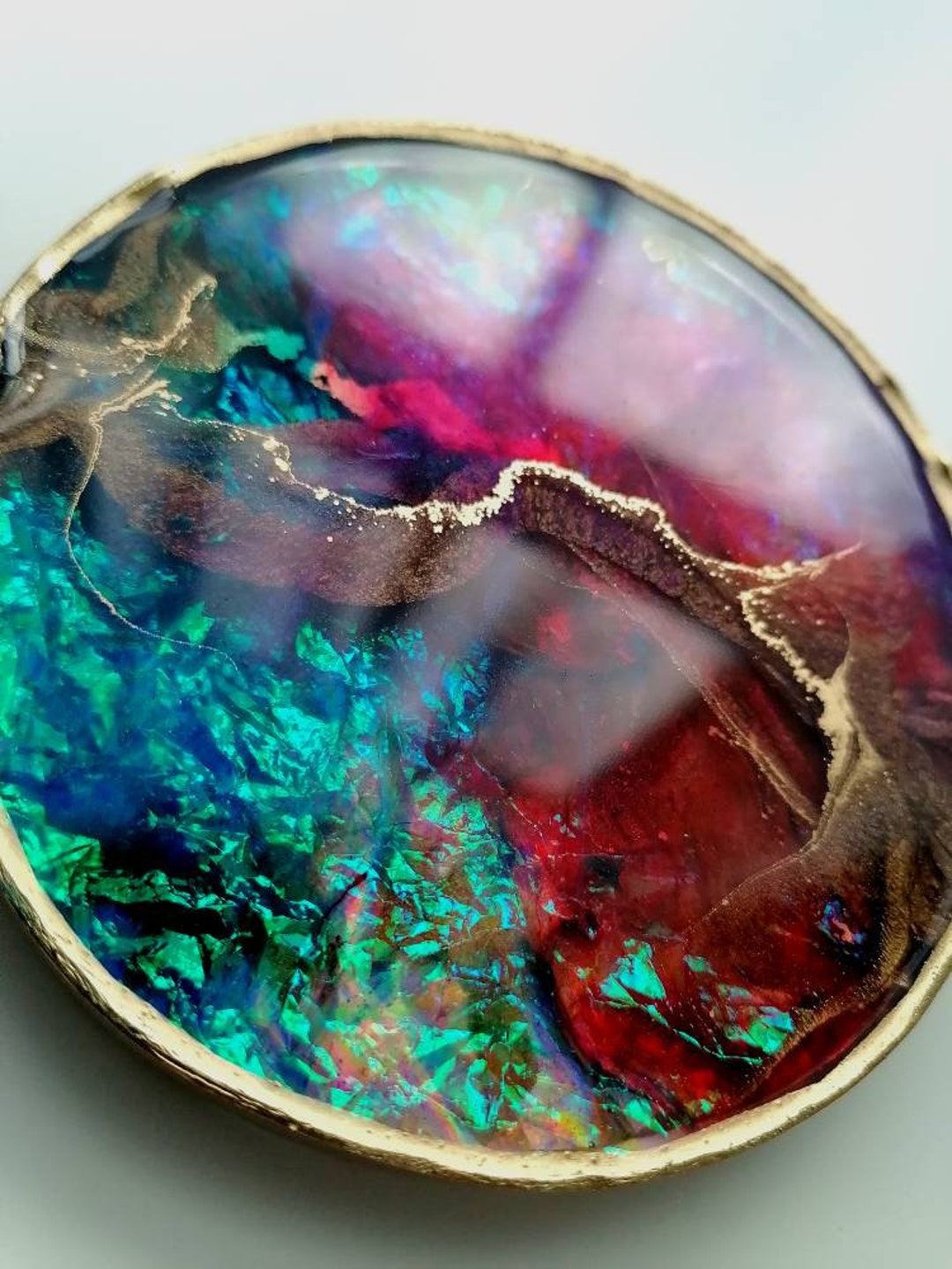 Opal Iridescent Resin Coaster: Unique Textured Home Decor - Etsy
