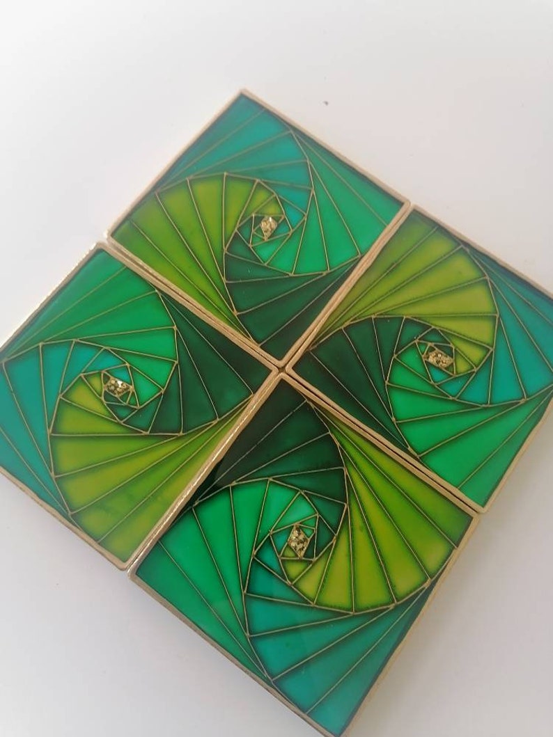 Green Zentangle Coaster Set With Holder Custom Gift Coaster - Etsy UK