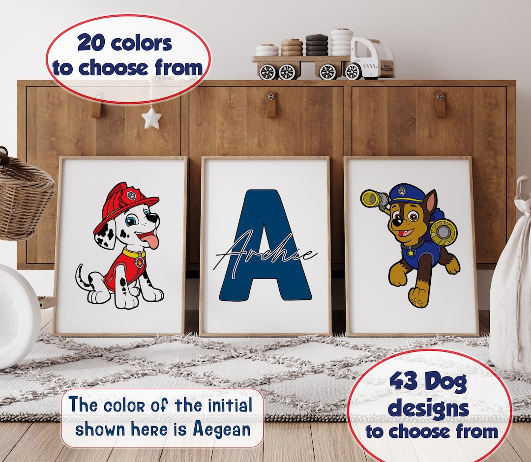 Custom Dogs Themed Wall Art Prints Set of 3 Nursery Boys Room Decor Paw ...