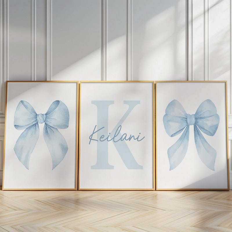 Blue Bow Set Prints - Etsy
