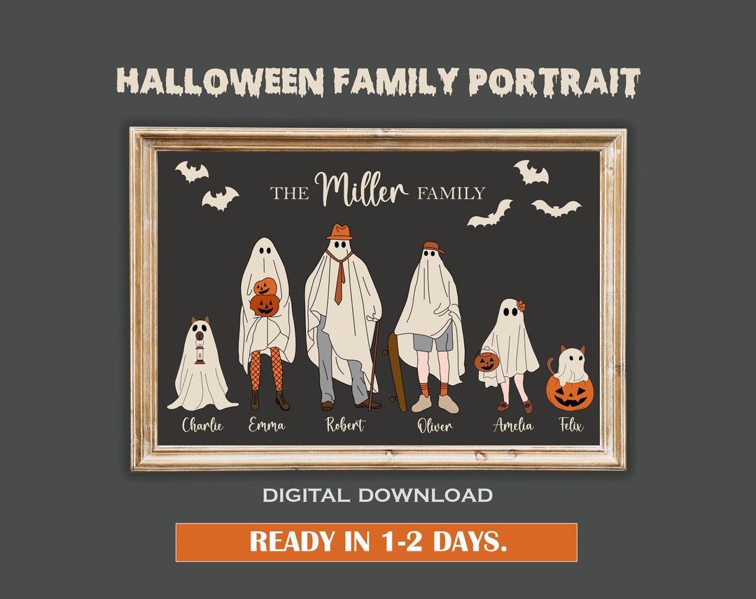 Halloween Ghost Family Portrait Personalized Family Print Halloween ...
