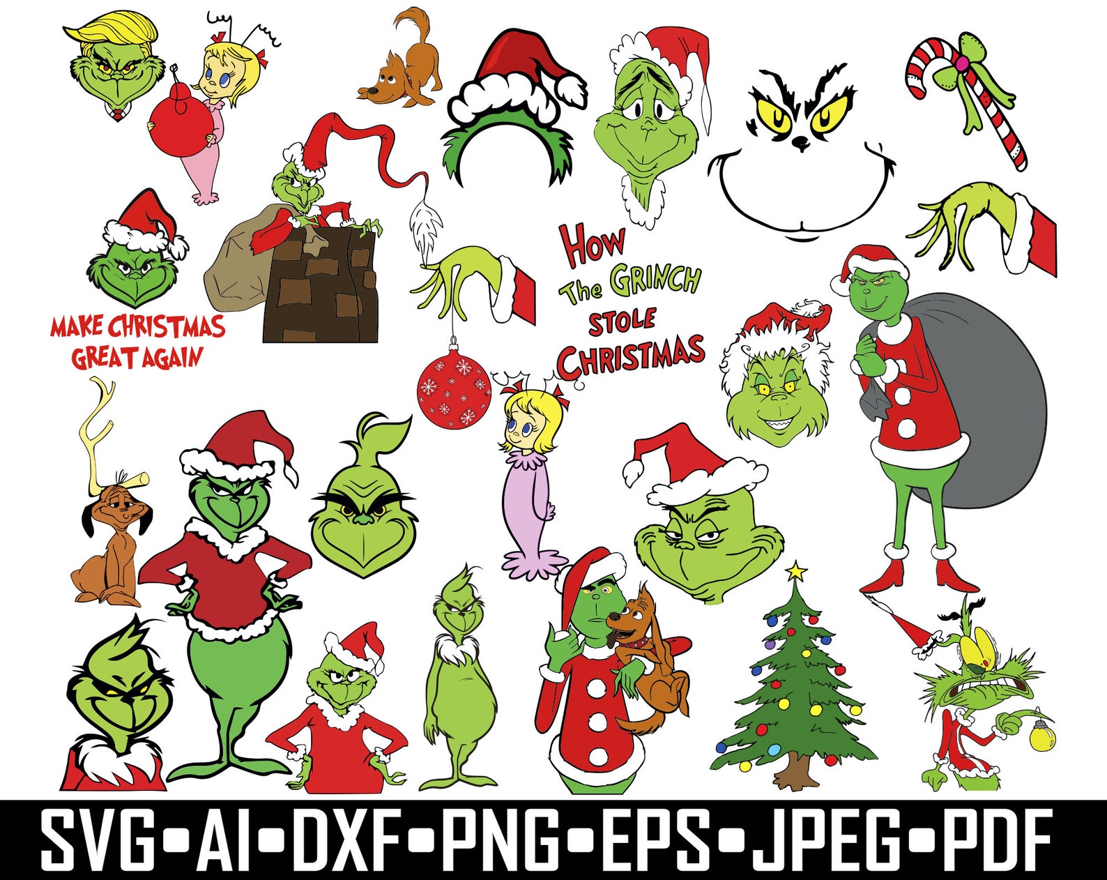 Grinch SVG Bundle / Grinch Clip Art / Cut Files fof Cricut / | Etsy